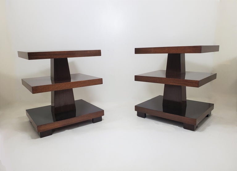 Pair of Stunning Rectangular, Three Tiered Mahogany End/ Side Tables ...