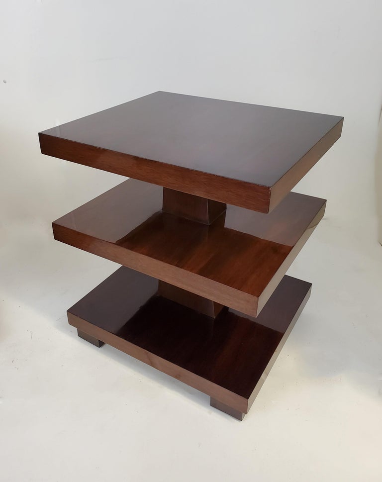 Pair of Stunning Rectangular, Three Tiered Mahogany End/ Side Tables ...