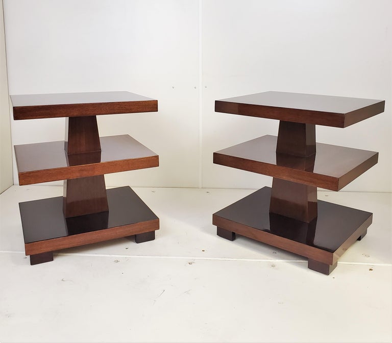 Pair of Stunning Rectangular, Three Tiered Mahogany End/ Side Tables ...