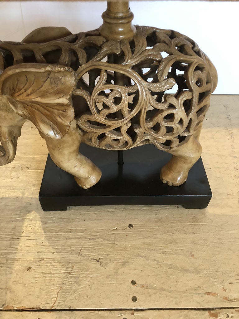 Pair of Stylish Elephant Lamps with Ultra Suede Shades at 1stDibs