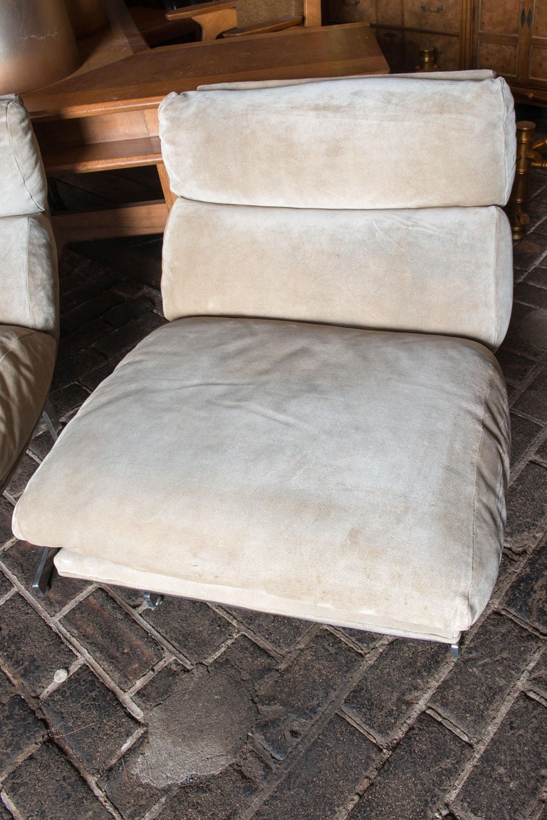 Pair of Suede Lounge Chairs by Kipp Stewart Chairs for Directional For ...