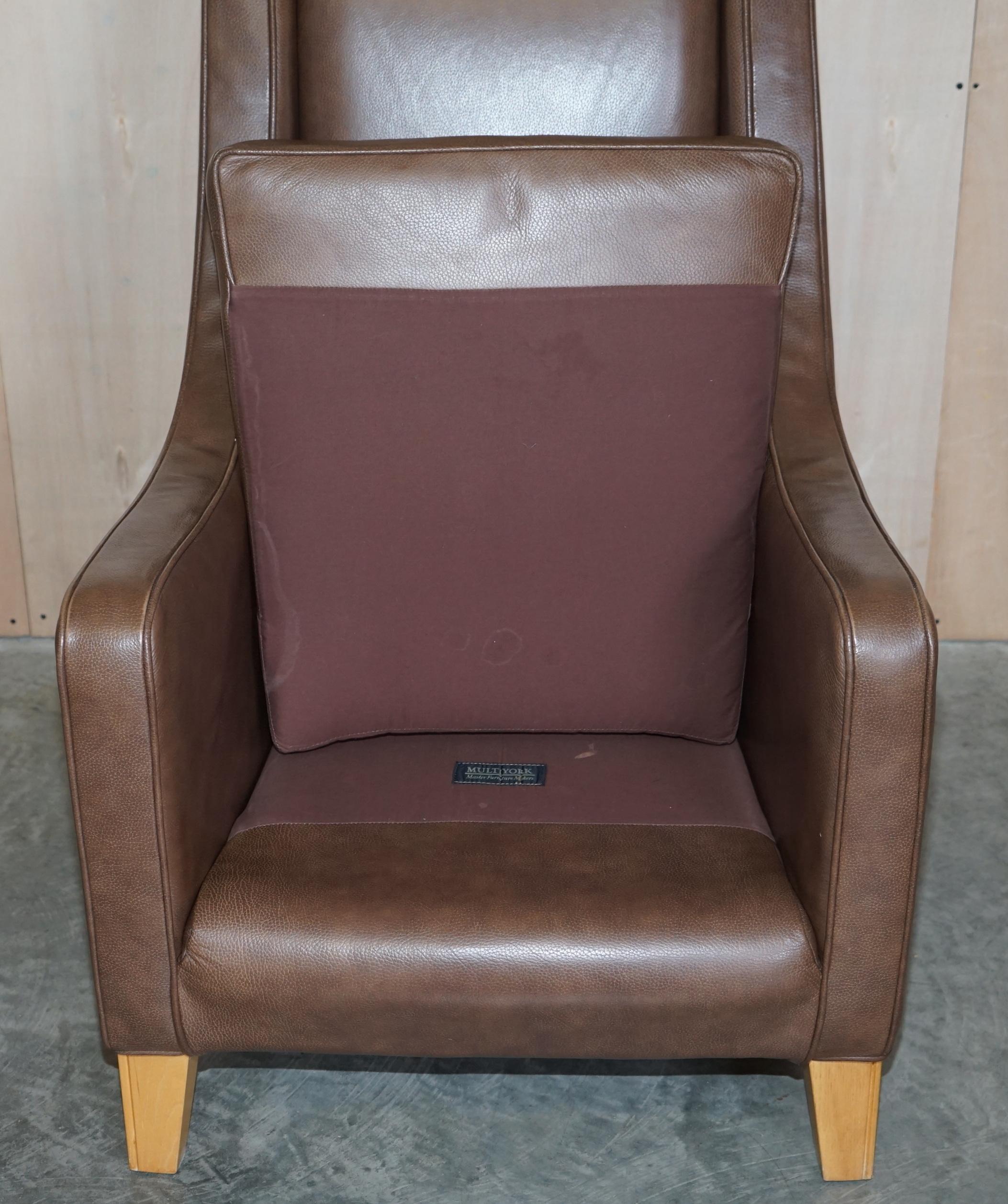 Pair of Super Comfortable Multiyork Heritage Brown Leather High Back ...