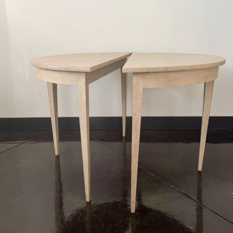 Pair of Swedish 19th Century Demi-Lune Tables For Sale at 1stDibs