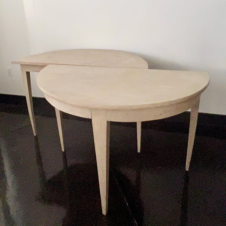 Pair of Swedish 19th Century Demi-Lune Tables For Sale at 1stDibs