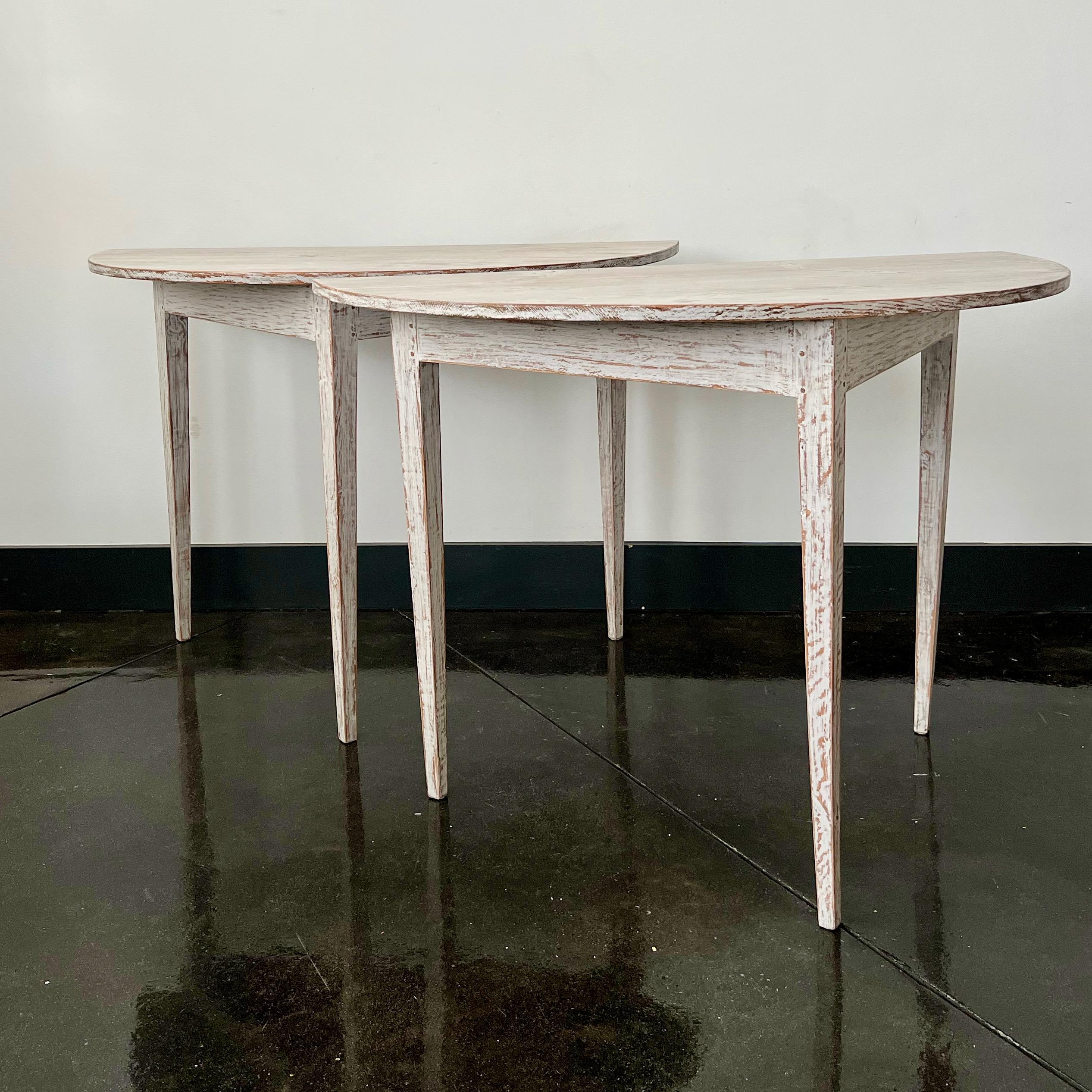 Pair of Swedish 19th Century Demilune Tables at 1stDibs