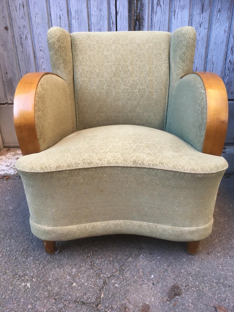 Pair of Swedish Art Deco Lounge Chairs For Sale at 1stDibs