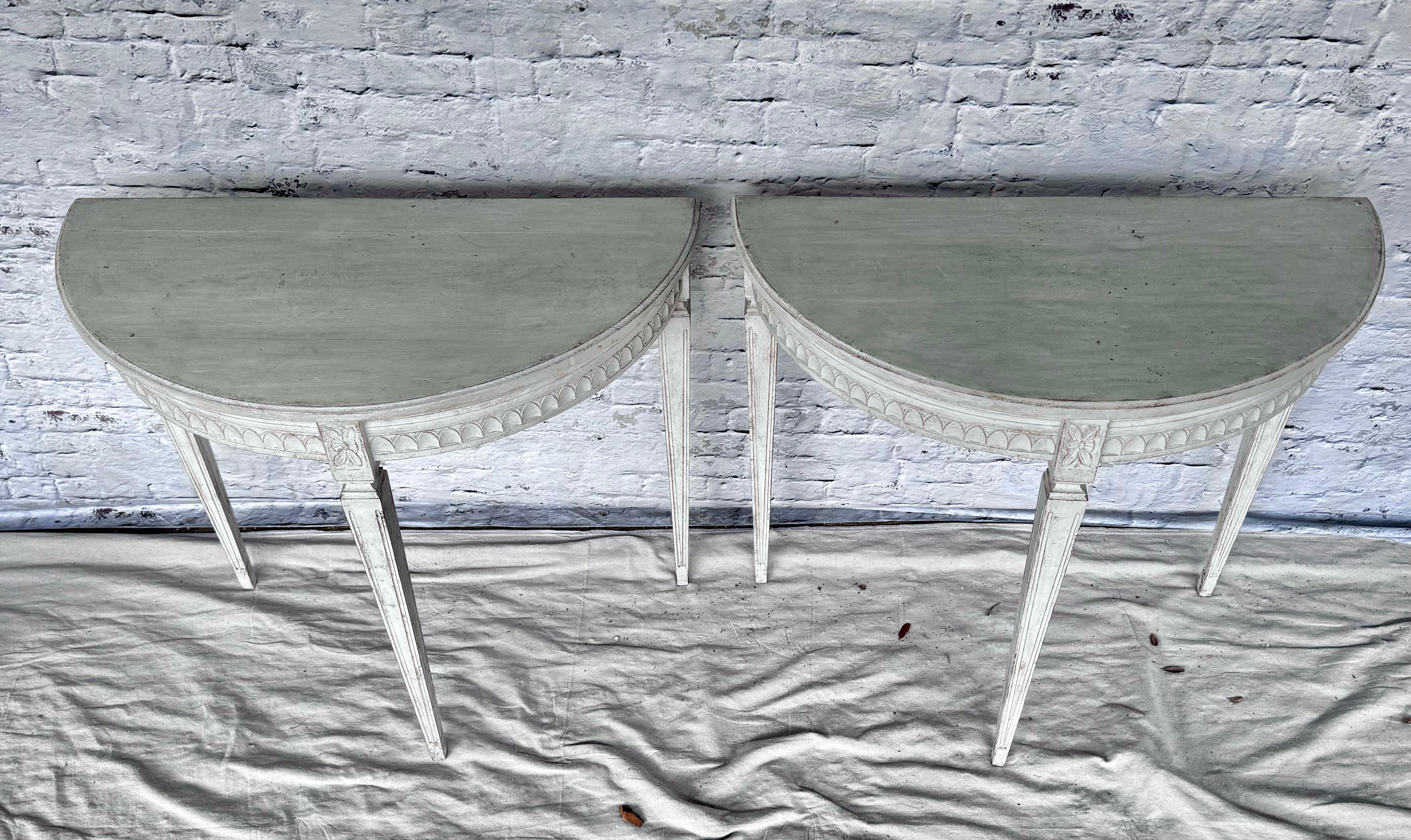 Pair Of Swedish Classical Style White Painted Console Tables For Sale ...