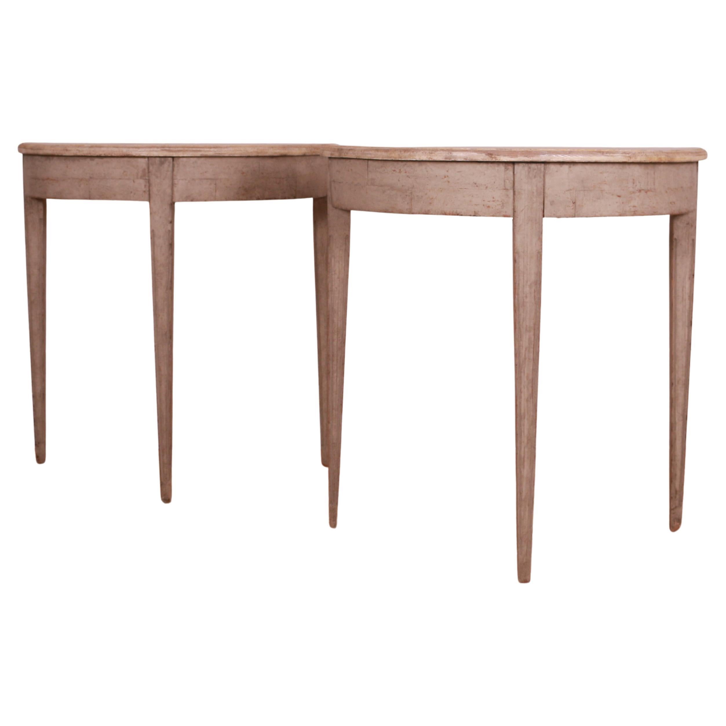 Pair of Swedish Demi Lune Console Tables at 1stDibs