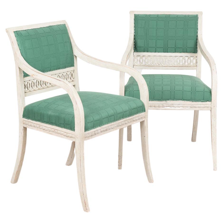 Pair, Swedish Gustavian Arm Chairs, Together Form Settee or Sofa, circa ...