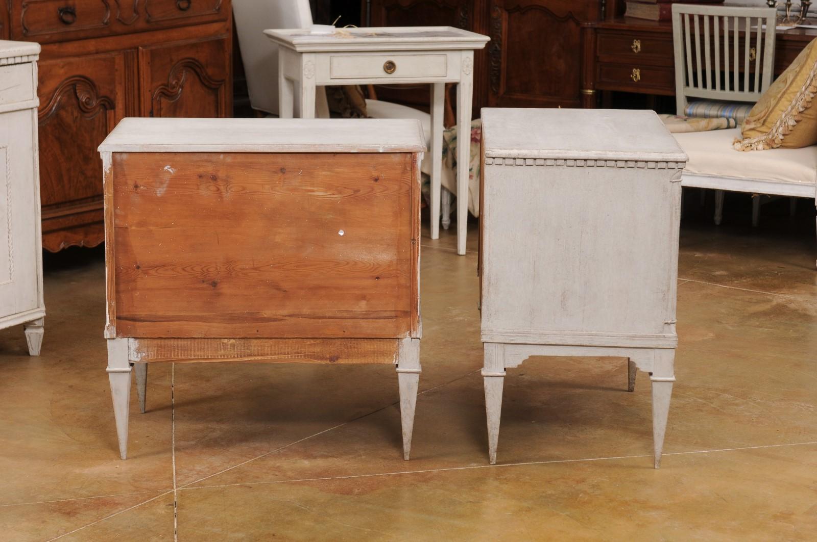 Pair of Swedish Gustavian Style 1860s Painted and Carved Two-Drawer ...