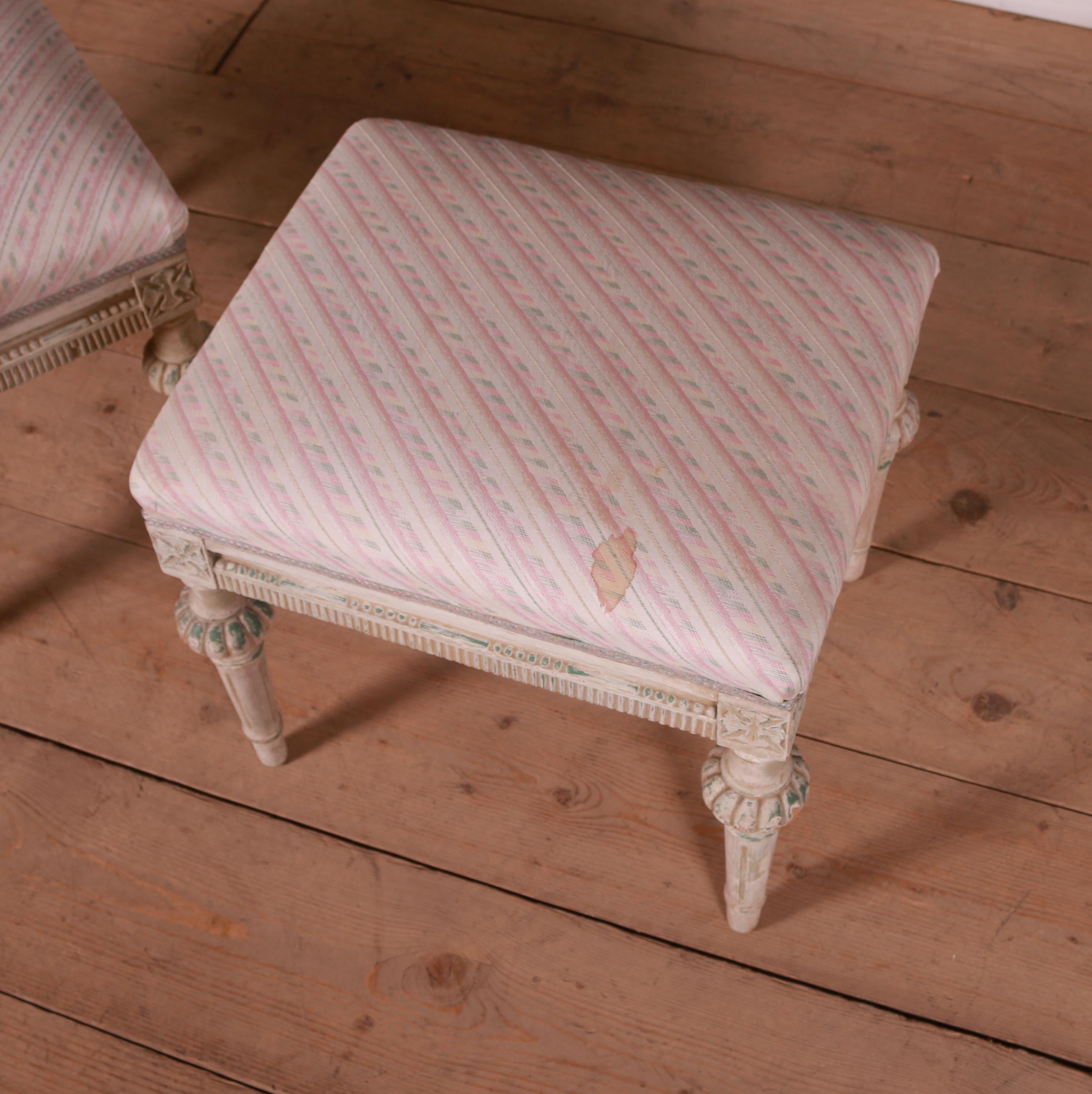 Pair of Swedish Gustavian Style Stools For Sale at 1stDibs