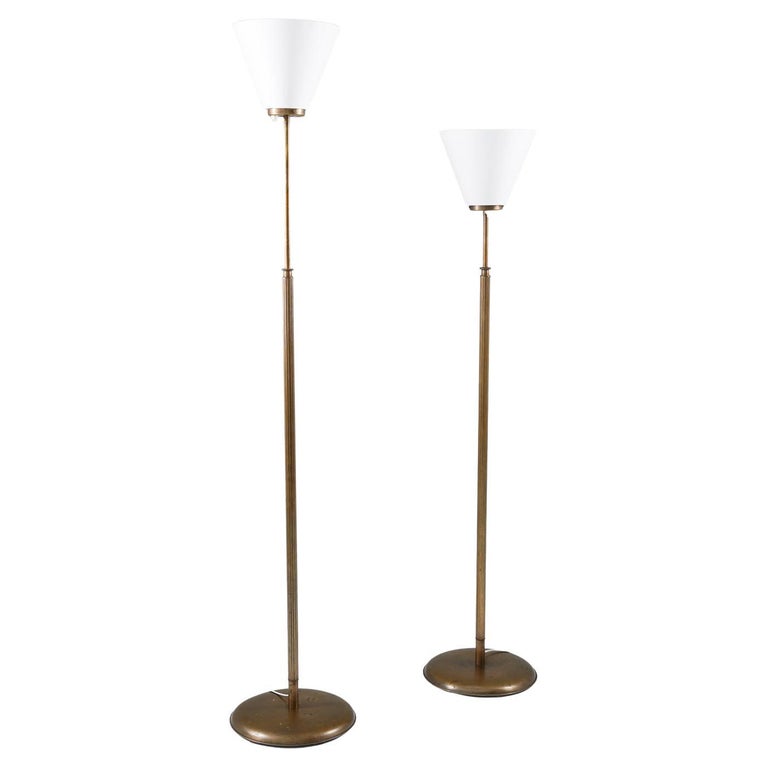 Pair of Swedish Modern Uplight Floor Lamps in Brass, 1940s For Sale at ...