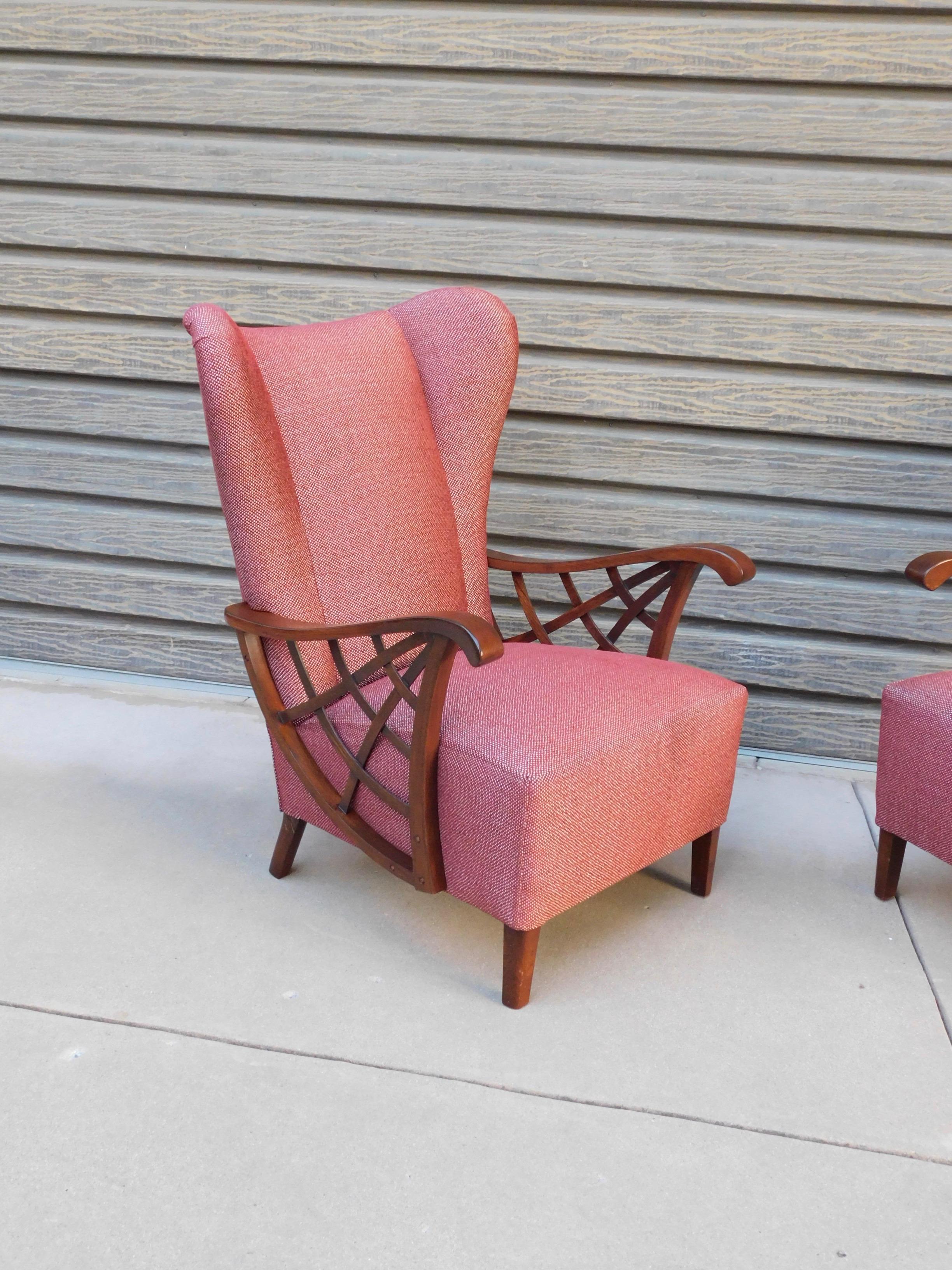 Pair of Swedish Modernist Winged Back Spider Web Armchairs, circa 1940 ...