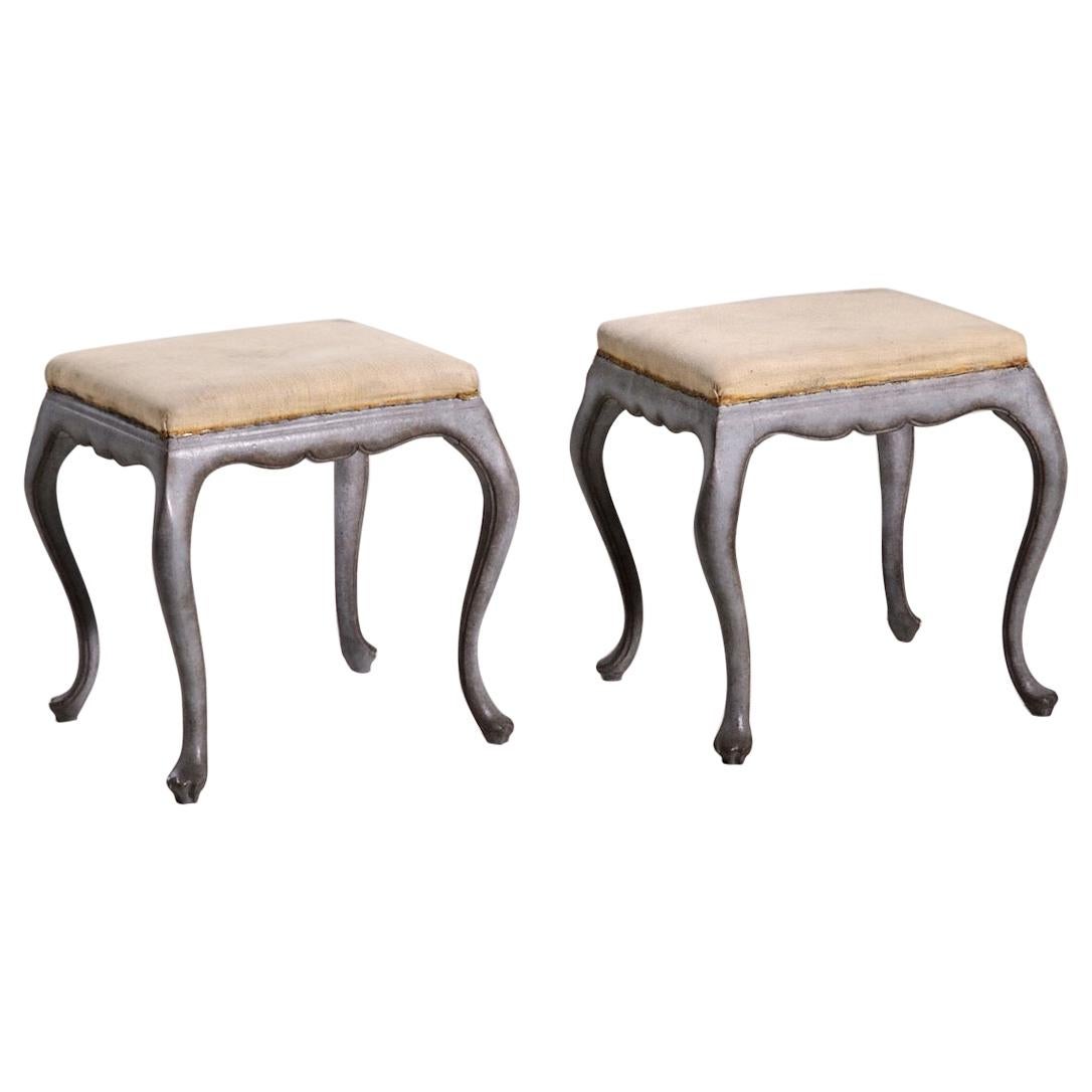 19th Century Pair Of Walnut Stools For Sale at 1stDibs