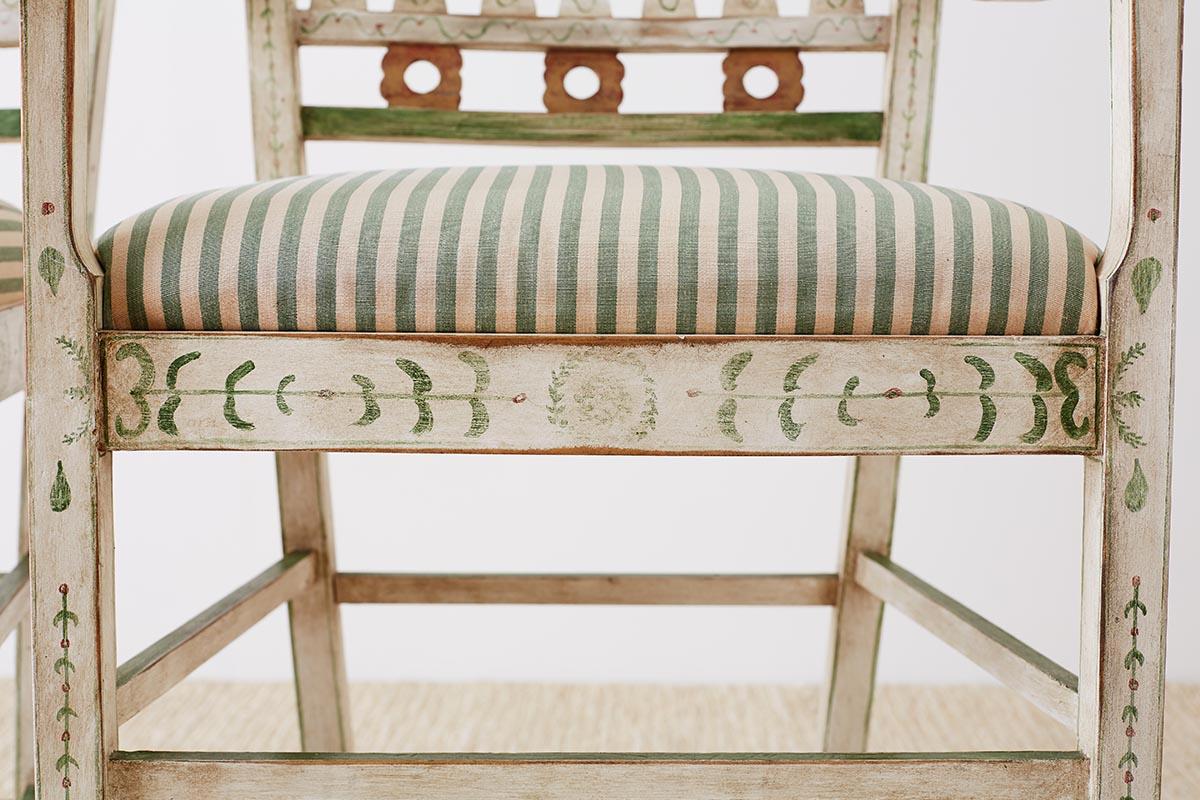 Dennis and Leen Folk Art Painted Bar Stool Chairs at 1stDibs