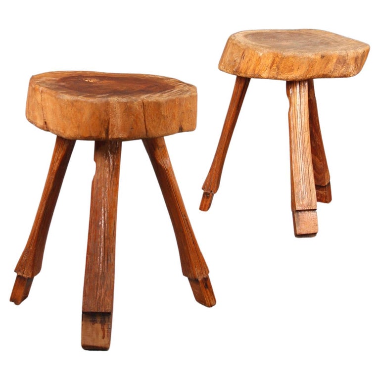 Pair of Swiss Alp Stools For Sale at 1stDibs