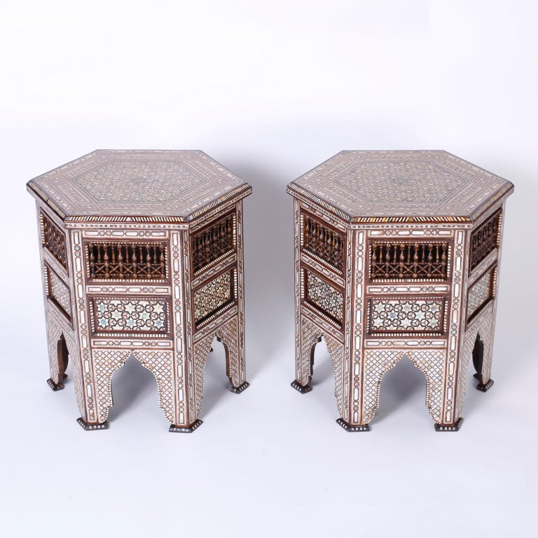 Pair of Syrian Hexagon End Tables or Stands at 1stDibs