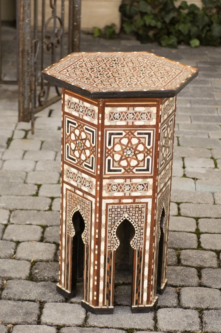 Pair of Syrian Moorish Style Side Tables with Inlaid Mother of Pearl ...
