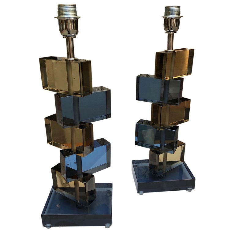 Pair of Table Lamps 1, Murano Glass, circa 1980 at 1stDibs