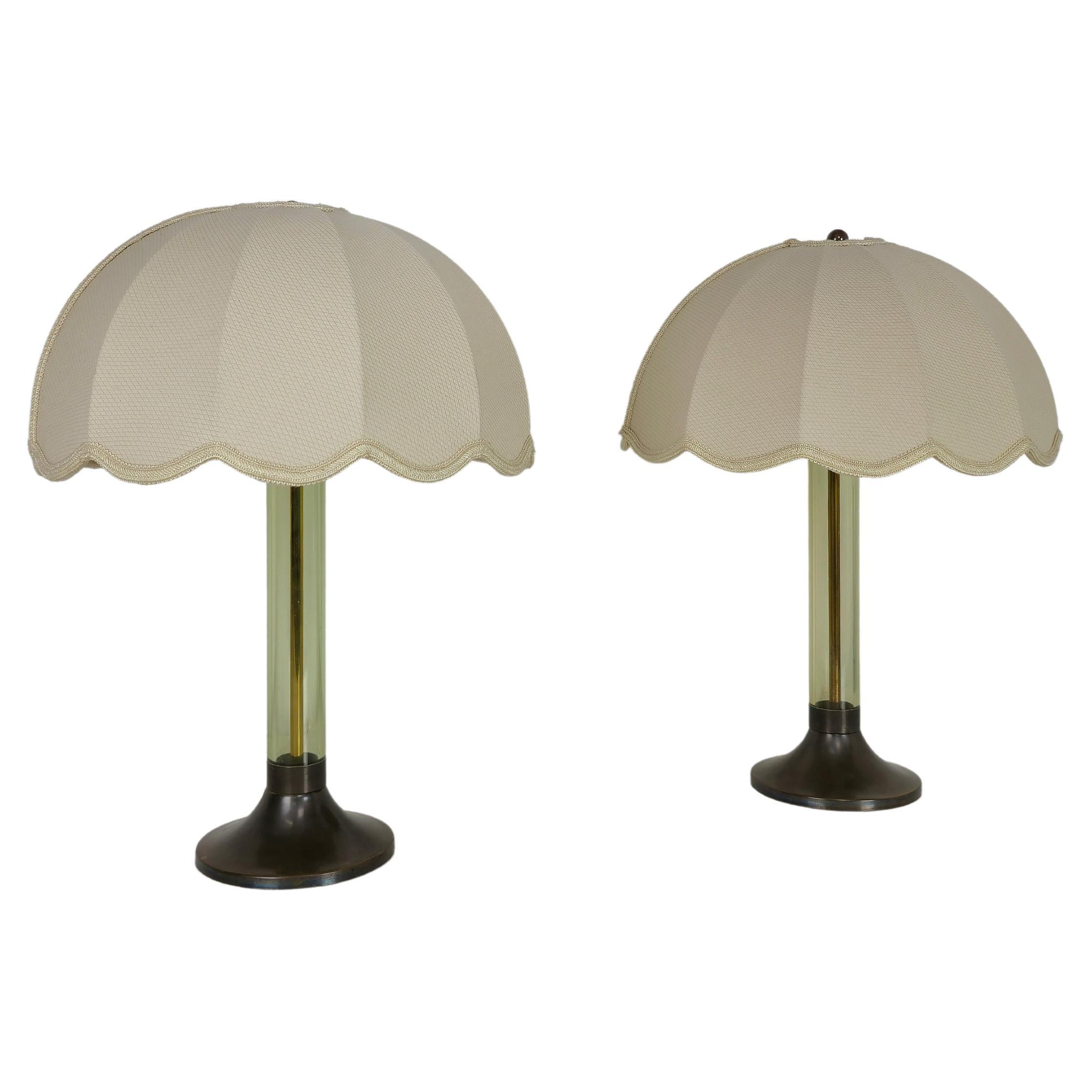 Pair of Table lamps Brass Plexiglass Fabric Midcentury Italian Design ...