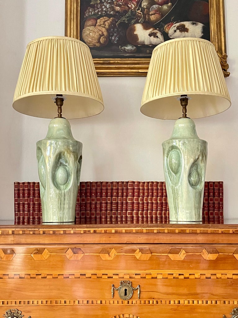 Pair of Table Lamps - Handmade Ceramic Unique Pieces Contemporary 21st ...
