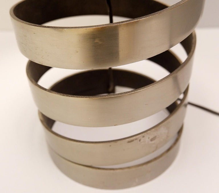 Pair of Table Lamps with Helical Base in Brushed Steel by Jacques ...