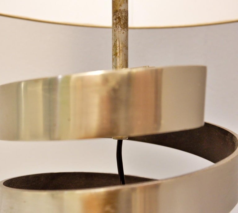 Pair of Table Lamps with Helical Base in Brushed Steel by Jacques ...