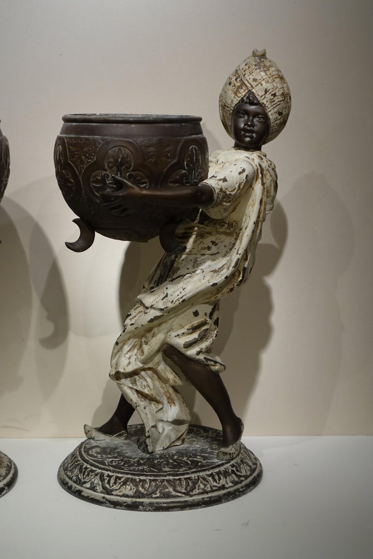 Pair of Table Planters in Babbit Metal, England, 19th Century at 1stDibs