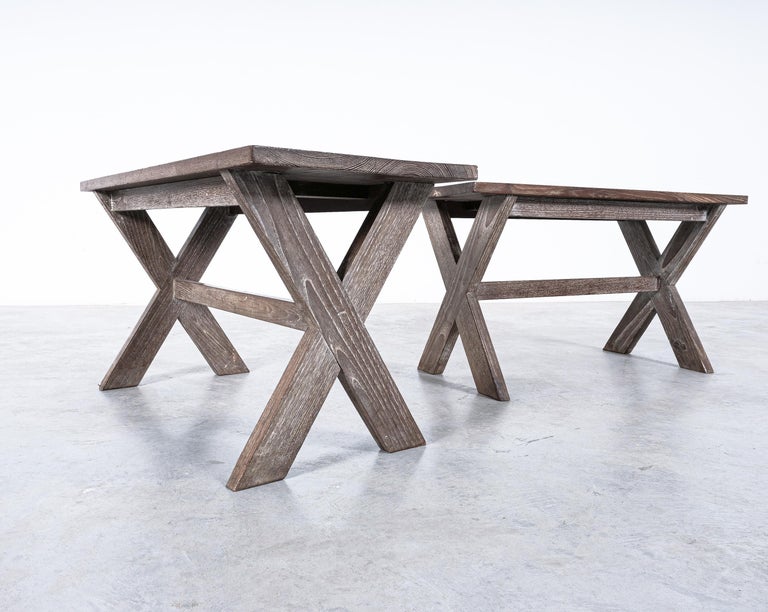 Pair of Tables Ceruse Oak, France, circa 1950 For Sale at 1stDibs