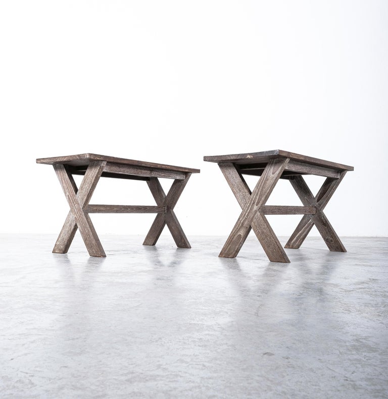 Pair of Tables Ceruse Oak, France, circa 1950 For Sale at 1stDibs