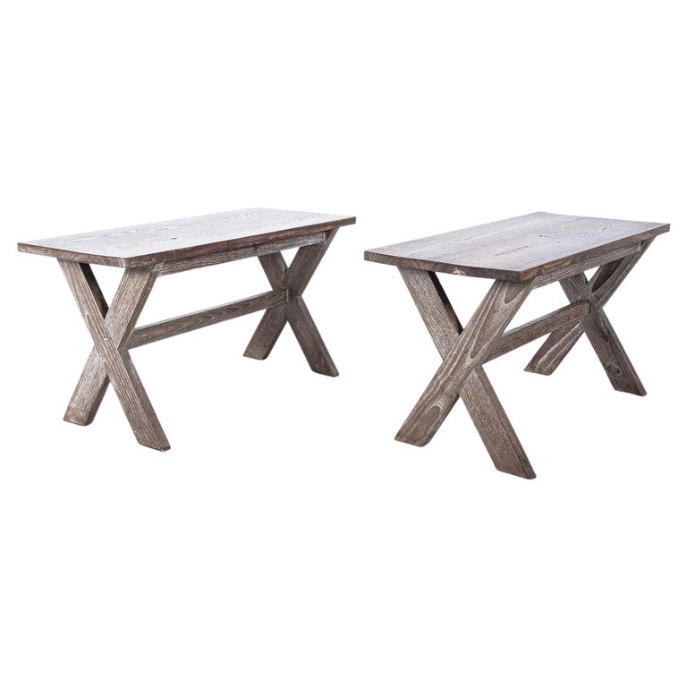 Pair of Tables Ceruse Oak, France, circa 1950 For Sale at 1stDibs