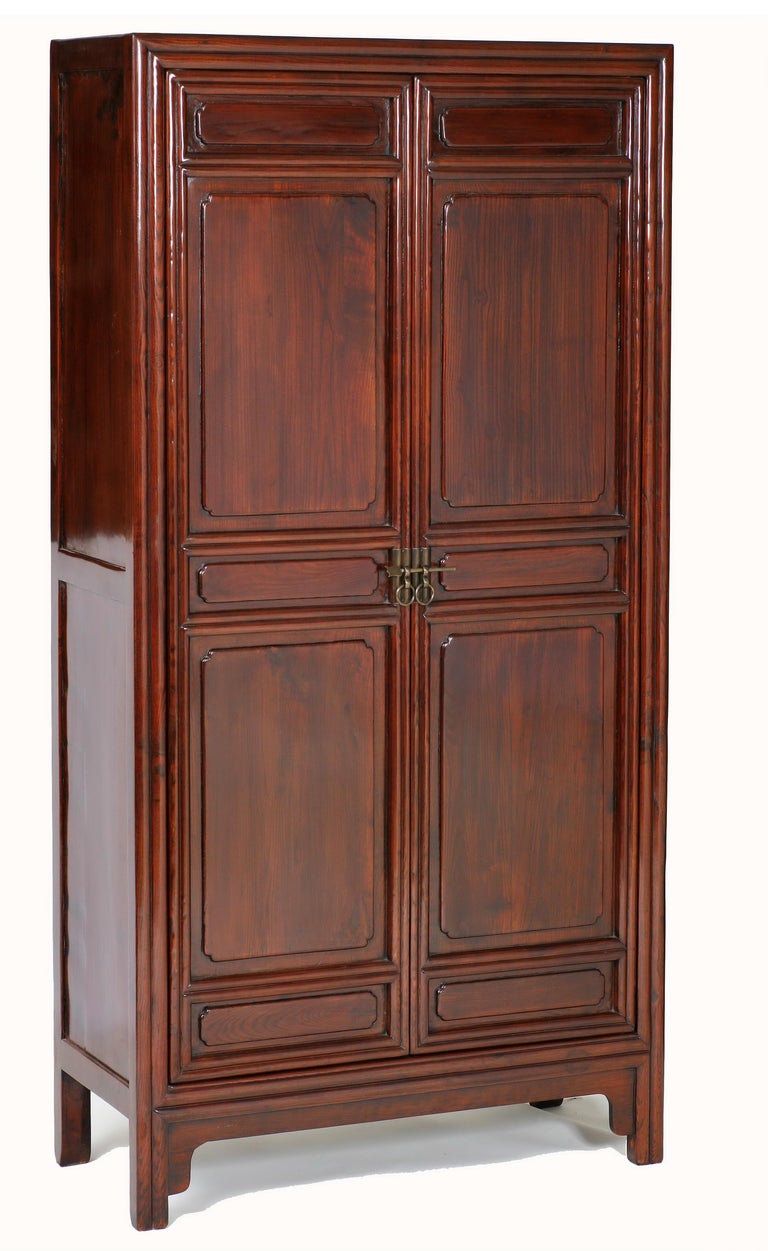 Pair of Tall Cabinets with Square Corners and Carved with Lipped ...