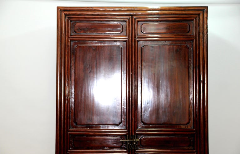 Pair of Tall Cabinets with Square Corners and Carved with Lipped ...