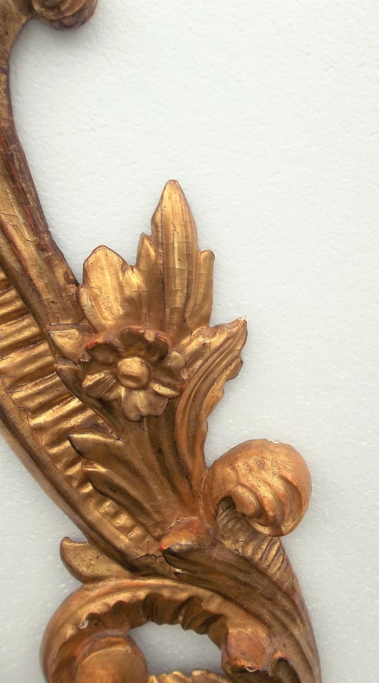 Pair of Tall Carved Louis XV Style Giltwood Boiserie Scrolls or Wall ...