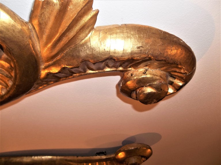 Pair of Tall Carved Louis XV Style Giltwood Boiserie Scrolls or Wall ...