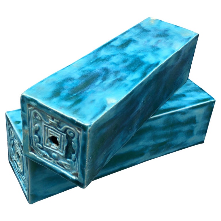 Pair of Tall Chinese Ceramic Pillows at 1stDibs
