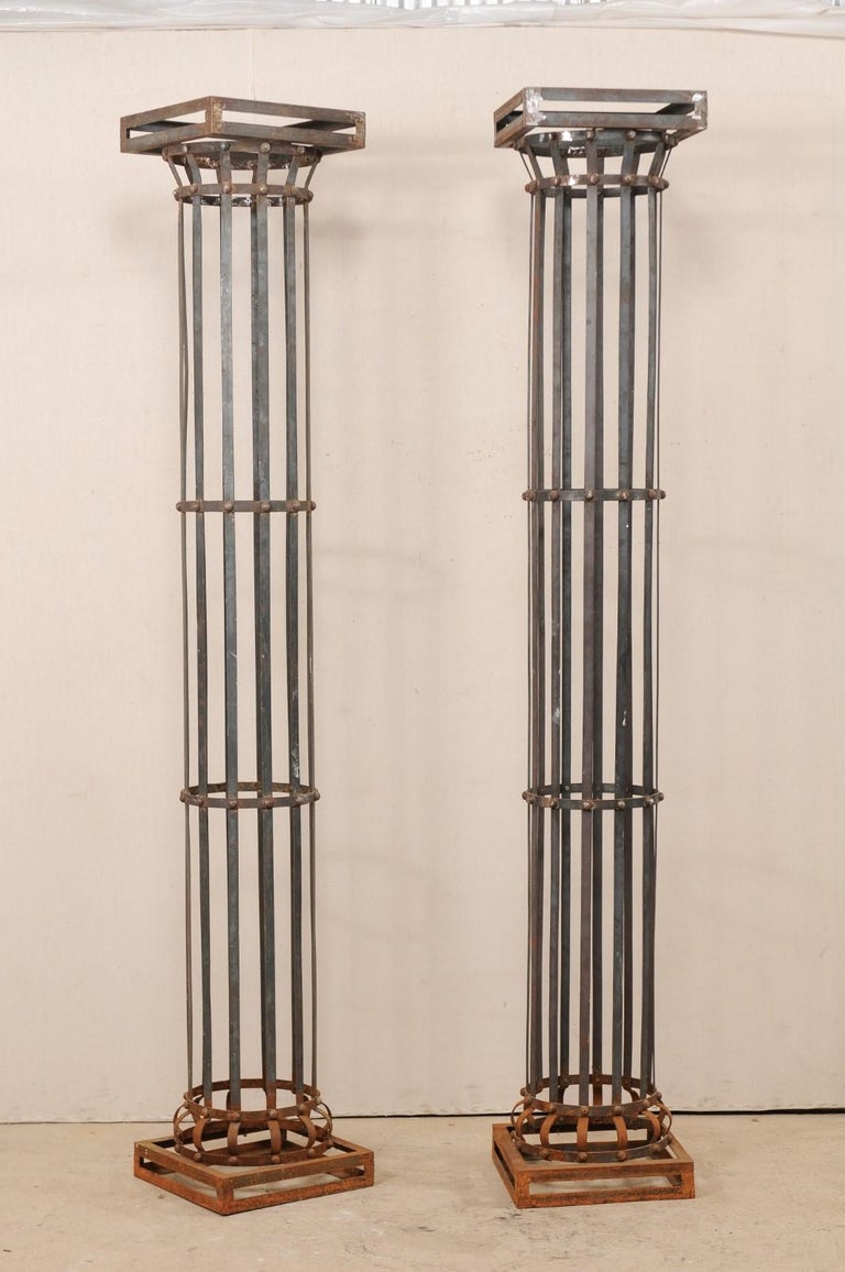 Pair of Tall Contemporary American Iron Architectural Columns at 1stDibs
