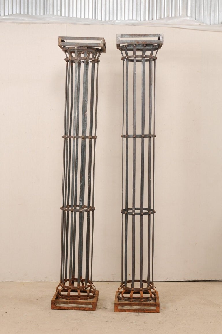 Pair of Tall Contemporary American Iron Architectural Columns at 1stDibs