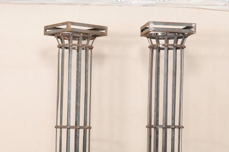 Pair of Tall Contemporary American Iron Architectural Columns at 1stDibs