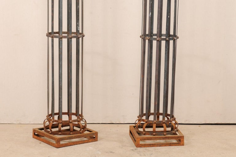 Pair of Tall Contemporary American Iron Architectural Columns at 1stDibs