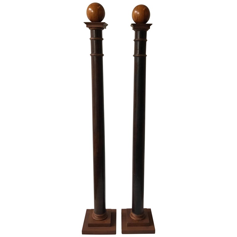 Pair of Tall Decorative Wood Columns For Sale at 1stDibs