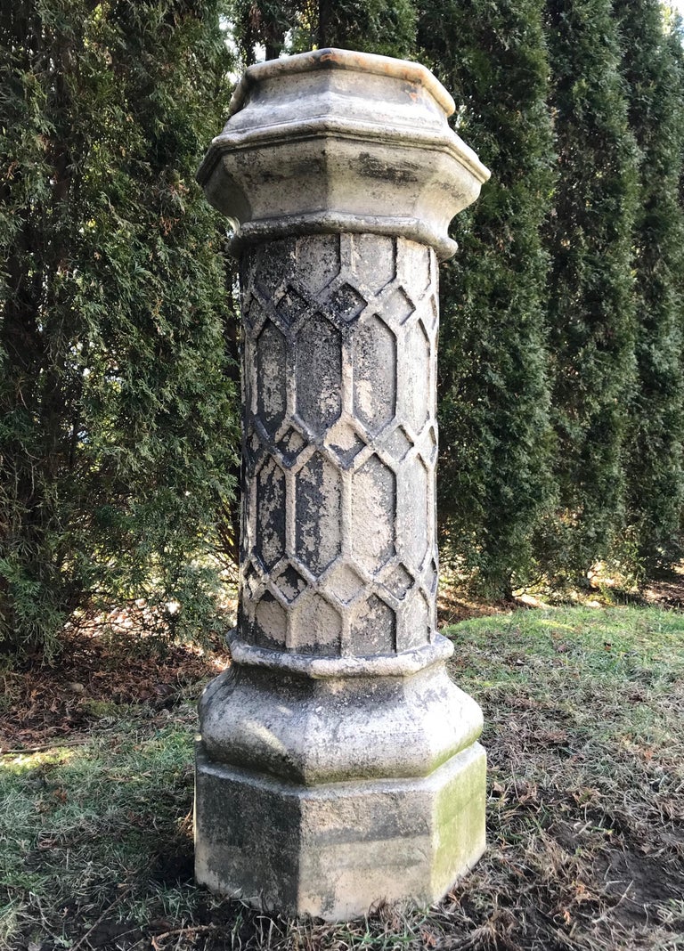 Pair of Tall English 19th Century Decorative Biscuit Terracotta Chimney ...