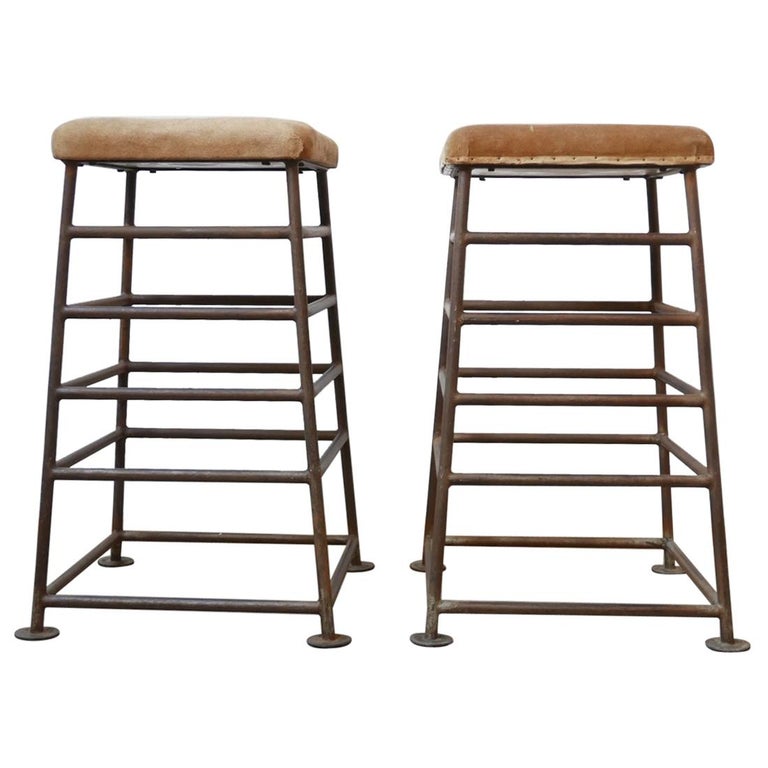 Pair of Tall English Gym Bench Stools at 1stDibs | gym stools