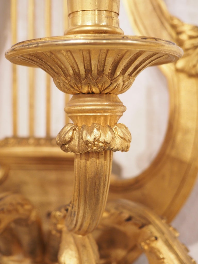 Pair of Tall French Louis XVI Style Gilt Bronze Sconces, C. 1880 For ...