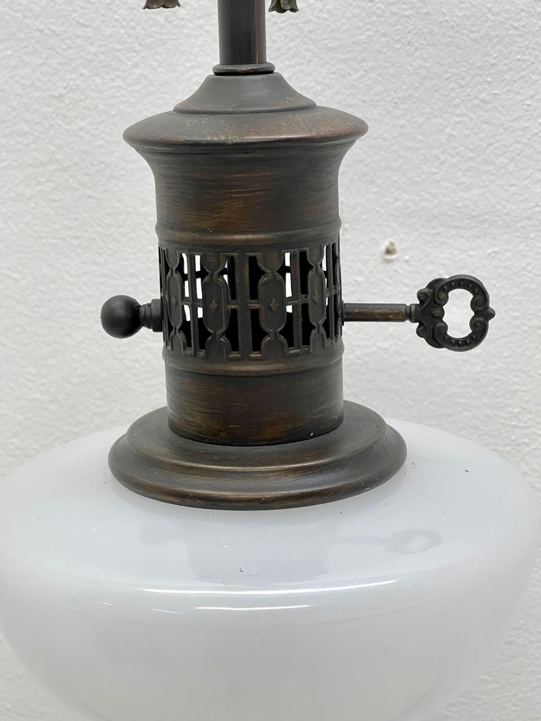 Pair of Tall French Neoclassical Opaline Oil Lamps, Now Electrified For ...