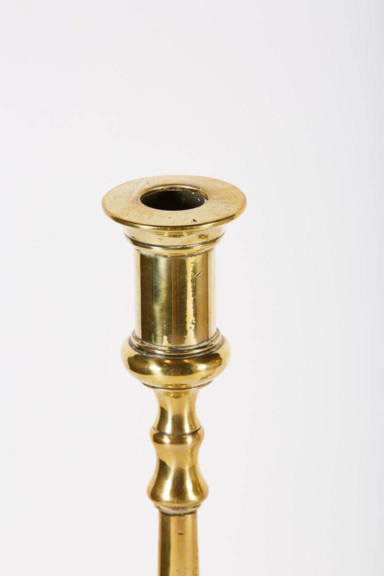 Pair of Tall Georgian Style or Early Victorian Brass Candlesticks at ...