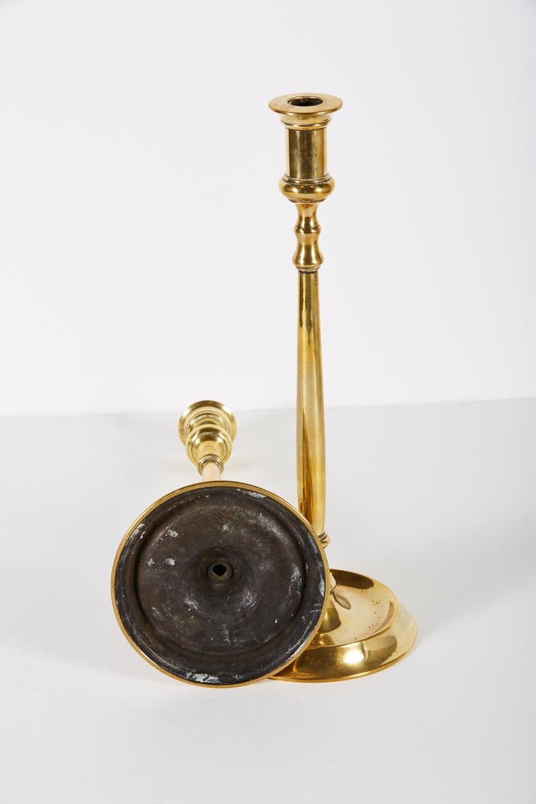 Pair of Tall Georgian Style or Early Victorian Brass Candlesticks at ...