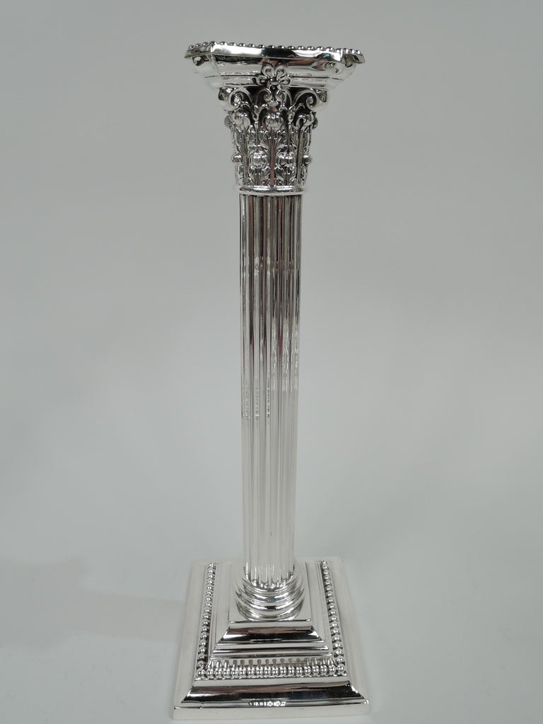 Pair of Tall Gorham Neoclassical Sterling Silver Column Candlesticks ...
