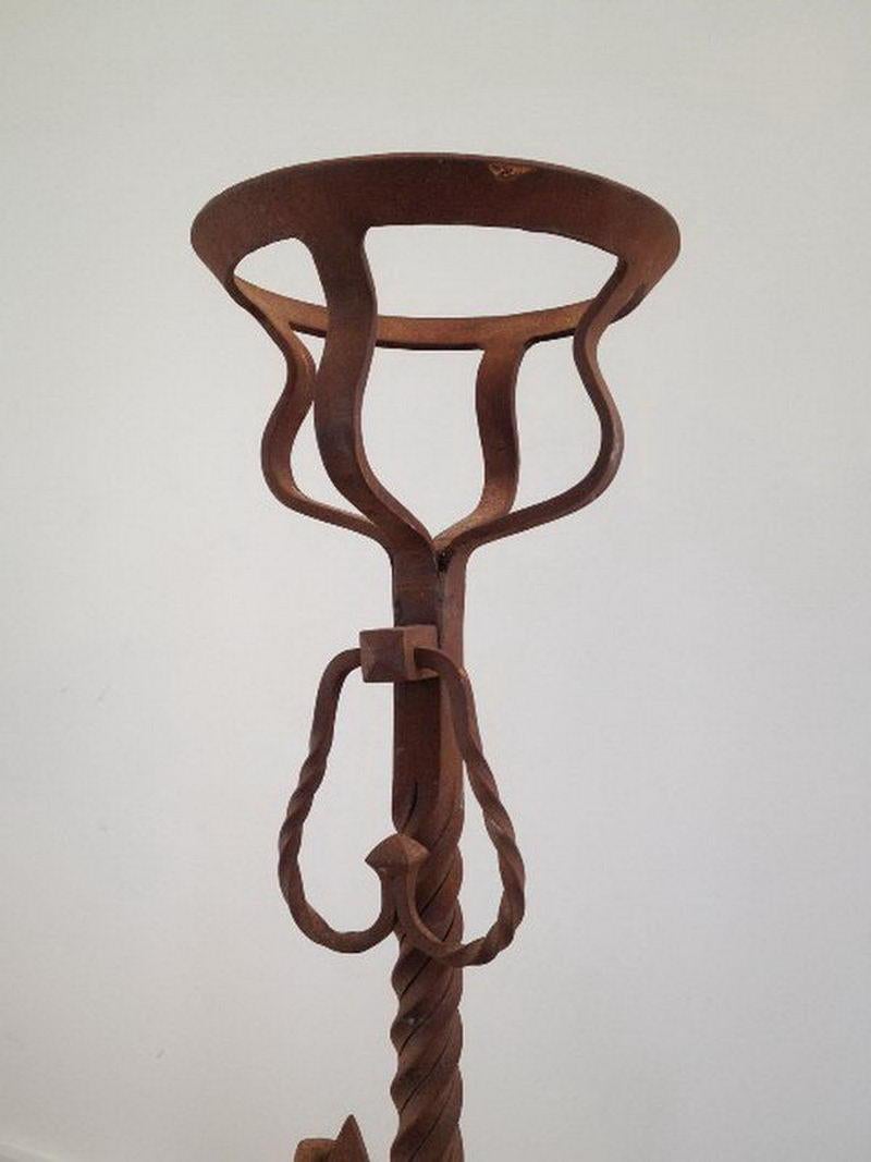 Pair of Tall Gothic Style Wrought Iron Andirons, French, circa 1900 For ...