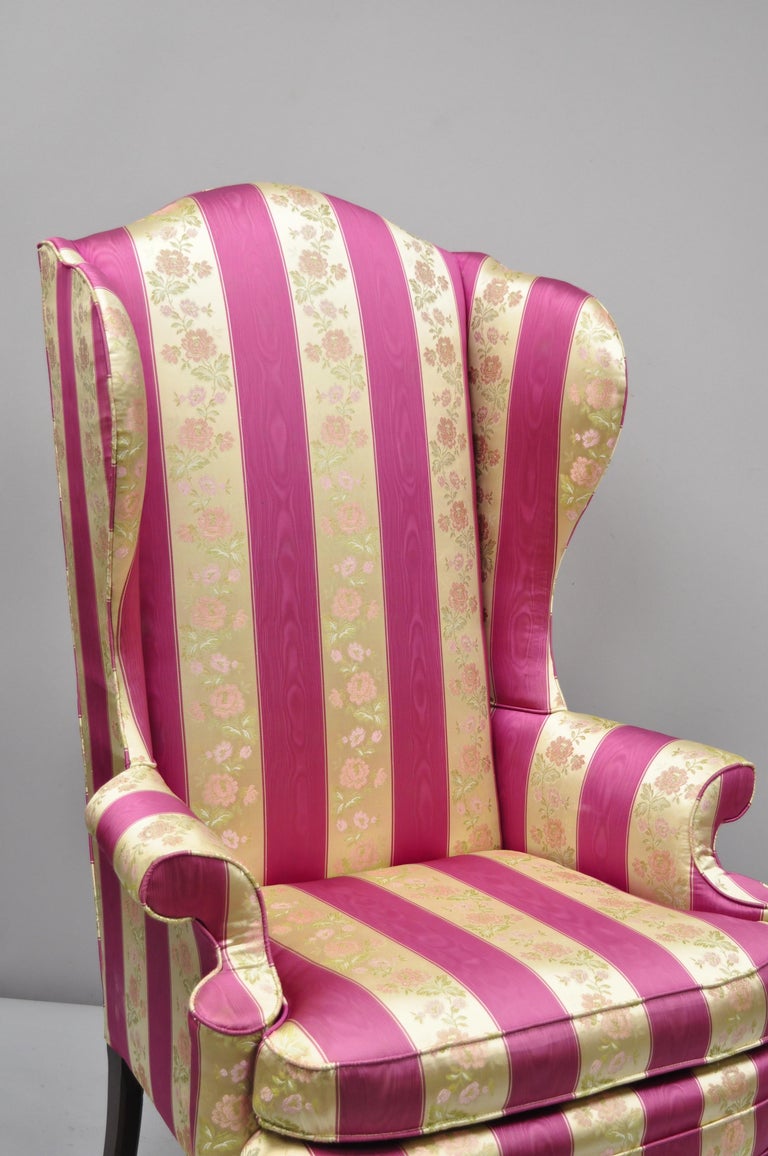 Pair of Tall High Back Pink Gold Queen Anne Wingback Arm Chairs by ...